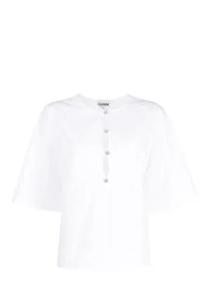 GANNI Cut-out Poplin Blouse - White