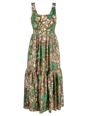 La DoubleJ Capri Floral-print Midi Dress - Green