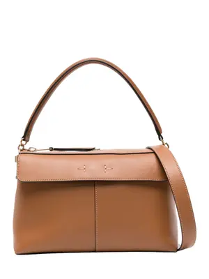 TOD'S Logo-charm Leather Tote Bag - Brown
