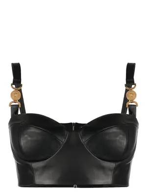 Versace Medusa '95 Leather Bustier Top - Black