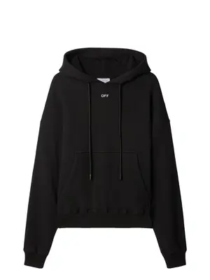 Off-White Stamp Cotton Hoodie - Black