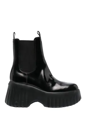 Hogan H-stripes Wedge Chelsea Boots - Black