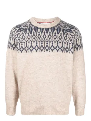 BRUNELLO CUCINELLI Patterned Knit Crew-Neck Jumper