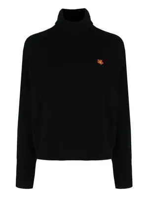 Kenzo Boke Flower-patch Wool Jumper - Black
