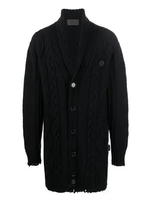 Philipp Plein Cable-knit Cardigan - Black