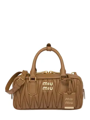 Miu Miu Arcadie Matelassé Nappa Leather Bag - Brown