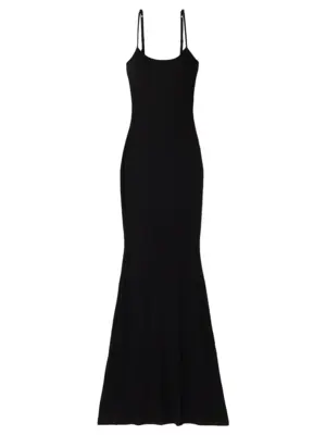 SKIMS Soft Lounge Ribbed Long Stretch-modal Slip Dress - Black