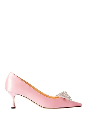 Mach & Mach MACH & MACH Double Bow Crystal-Embellished Pumps Pink