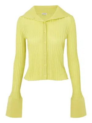 LOEWE Loewe Embellished Ribbed-knit Cardigan