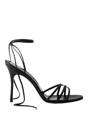 Manolo Blahnik Leva 105 Leather Sandals - Black