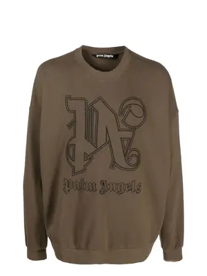Palm Angels Embroidered-logo Cotton Sweatshirt - Brown