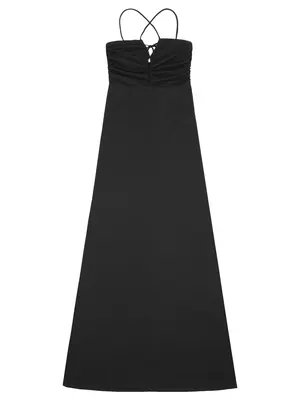 GANNI Crossover-strap Gathered Maxi Dress - Black