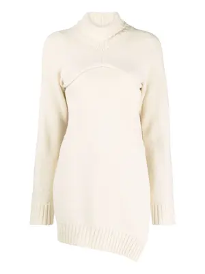 JIL SANDER Detachable-panel Ribbed-knit Jumper - Neutrals