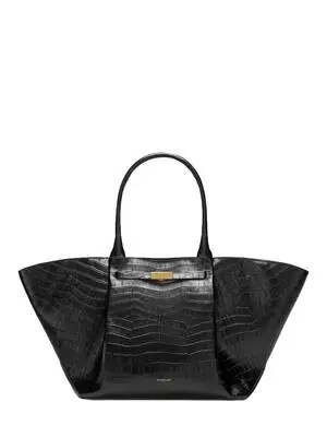 DEMELLIER Crocodile-embossed Shoulder Bag - Black