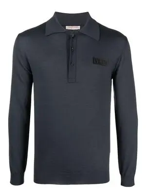 Valentino Garavani Long-sleeve Virgin Wool Polo Shirt - Grey