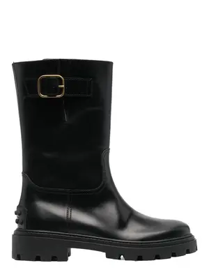 TOD'S Buckle-detail Leather Boots - Black