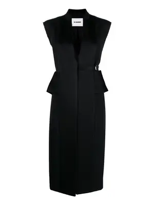 JIL SANDER Knee-length Belted Vest - Black