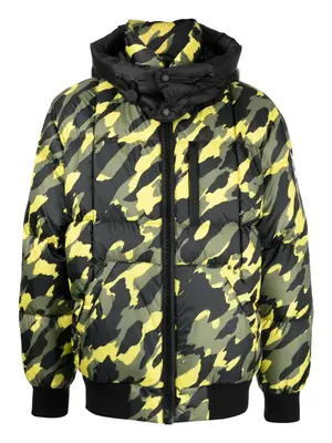 Moose Knuckles Camouflage-print Hooded Bomber Jacket - Yellow