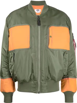 Junya Watanabe Colour-block Panelled Bomber Jacket - Green