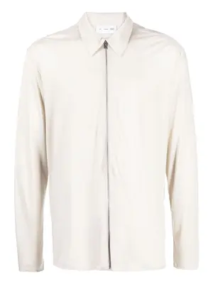 POST ARCHIVE FACTION Zip-up Lyocell Shirt - Neutrals