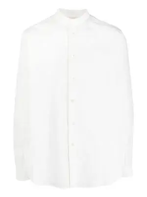 FORME D'EXPRESSION Band-collar Cotton Shirt - White