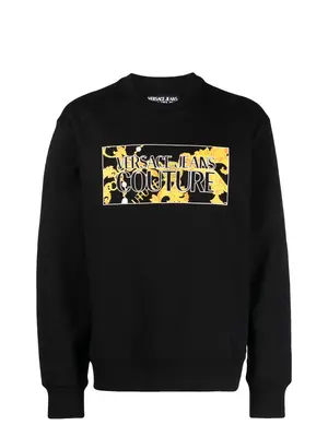 Versace Logo-print Cotton Sweatshirt - Black