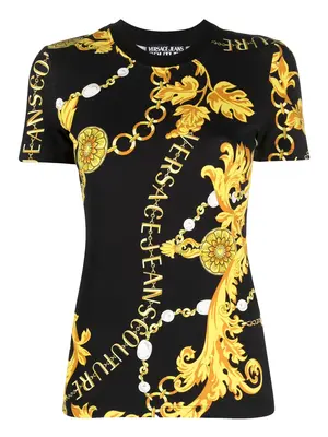 Versace Logo Couture-print T-shirt - Black