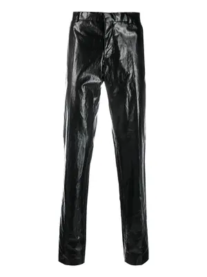WALTER VAN BEIRENDONCK Sharp Vinyl-finish Trousers - Black