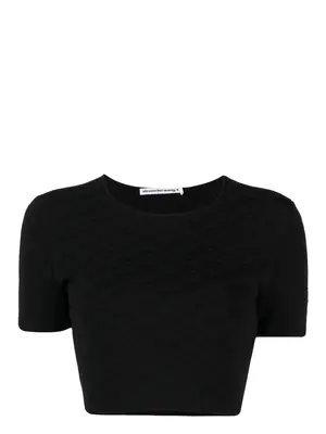Alexander Wang Logo-jacquard Cropped T-shirt - Black