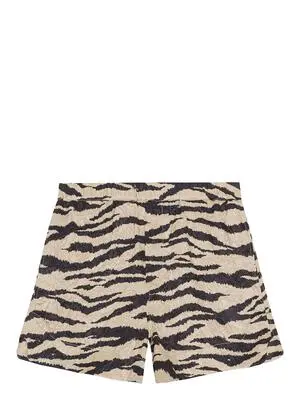 GANNI Zebra-print Crinkled Shorts - Black