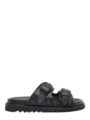 Toga Stud-embellished Leather Slides - Black