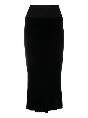 Rick Owens Elasticated Waistband Pencil Midi Skirt - Black