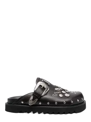 TOGA VIRILIS Studded Leather Slippers - Brown