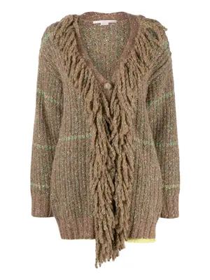 Stella McCartney Cable-knit Tweed Cardigan Coat - Brown