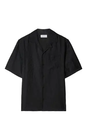 Off-White Logo-jacquard Camp-collar Shirt - Black