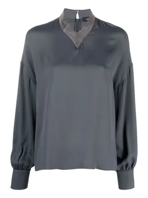 Fabiana Filippi Bead-embellished Blouse - Grey