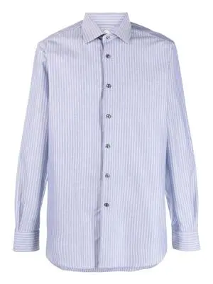 Pal Zileri Pinstripe Cotton Shirt - Blue