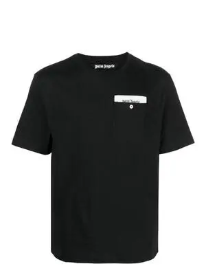Palm Angels Logo-tape Cotton T-shirt - Black