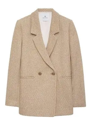 ANINE BING Fishbone Double-breasted Blazer - Neutrals