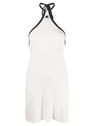 COURREGES Logo-embroidered Cotton Minidress - White