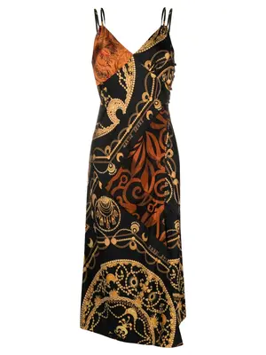 MARINE SERRE Ornament Jewelry-print Regenerated-silk Dress - Black