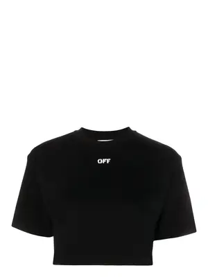 Off-White Logo-print Cropped T-shirt - Black