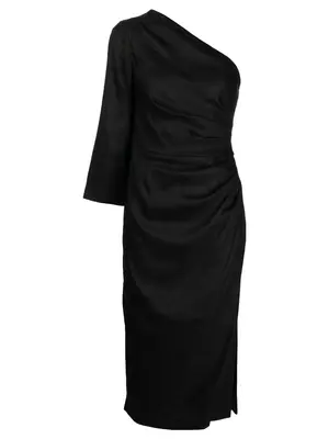 Veronica Beard Patsy Asymmetric Midi Dress - Black