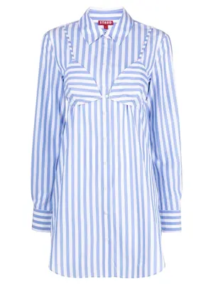 Staud Alita Striped Shirtdress - Blue