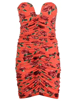 Magda Butrym Rose-print Ruched Minidress - Red