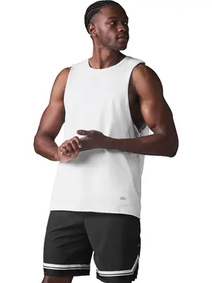 Alo Yoga Society Raw Edge Tank Top - White