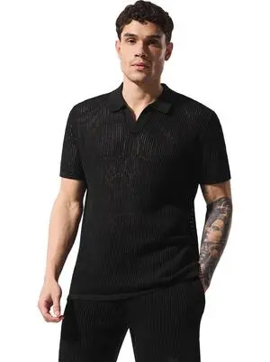 Alo Yoga Open-knit Polo And Shorts Set - Black