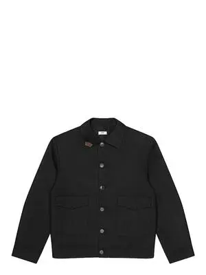 VEERT Structured Wool Jacket With Logo Pin - Black