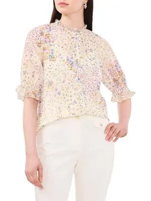 CHAUS Floral Ruffle Edge Blouse
