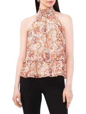 Chaus Paisley Print Halter Neck Blouse - Cream Multi